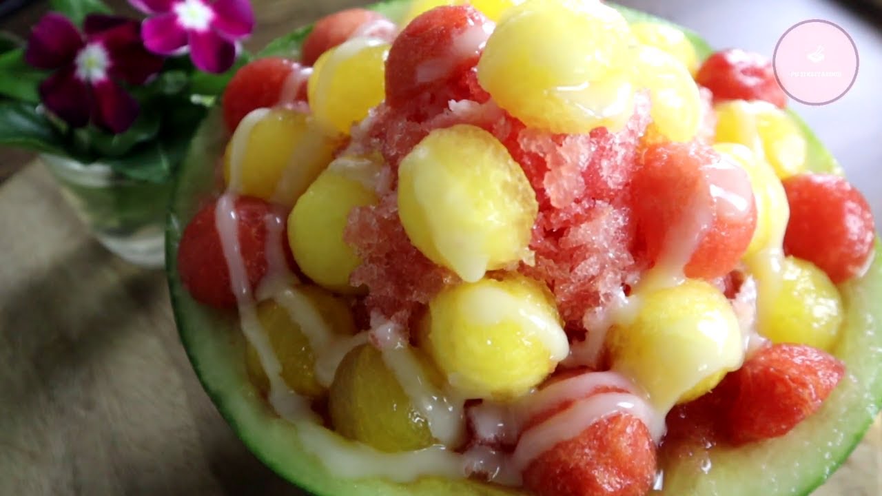[ENG/THA] Two-Tone Watermelon Shaved Ice(BingSu) - บิงซูแตงโม น้ำแข็งใส ...