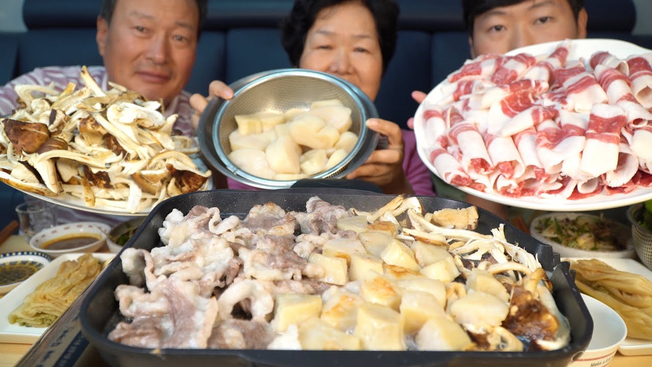 송이버섯과 키조개관자, 차돌박이의 환상적인 조합! 소주 한 잔 까지~ (Samhap) 요리&먹방!! - Mukbang ...