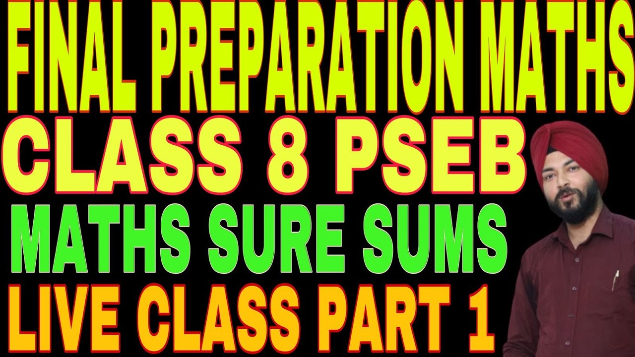 Live Class PSEB Maths Class 8 || Final Paper Class 8 Maths @DEEP ...
