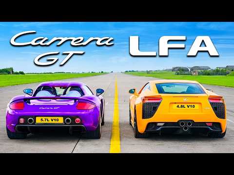 Porsche Carrera GT - Lexus LFA: En Üst Düzey V10 DRAG YARIŞI!