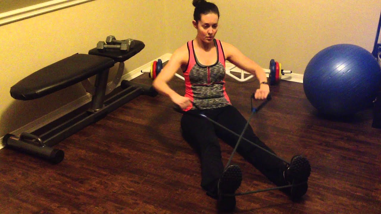 Seated Row Exercise on Floor with Resistance Band - YouTube