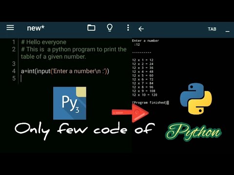 Coding to print the table of a given number | in pydroid 3 ( python programming ) - YouTube
