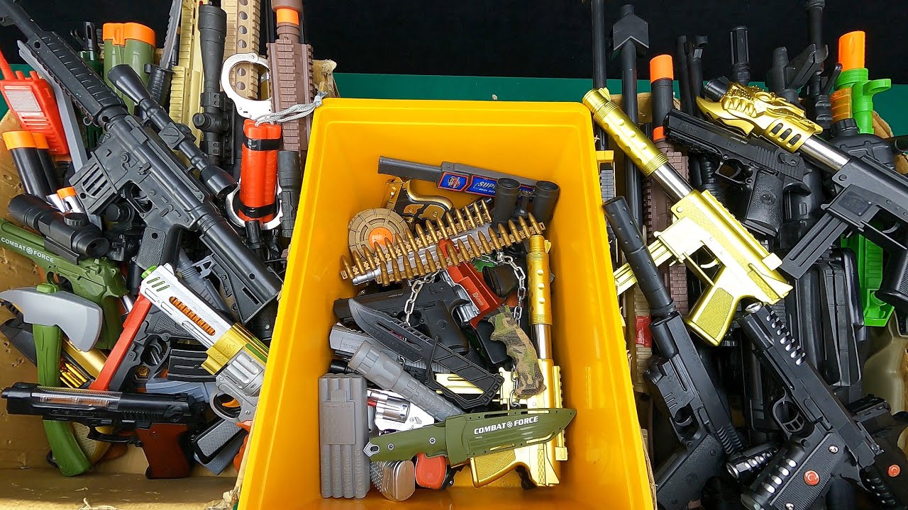 3 Giant Boxes Of Toy Guns And Guns. Realistic Bead Shooting Guns and ...