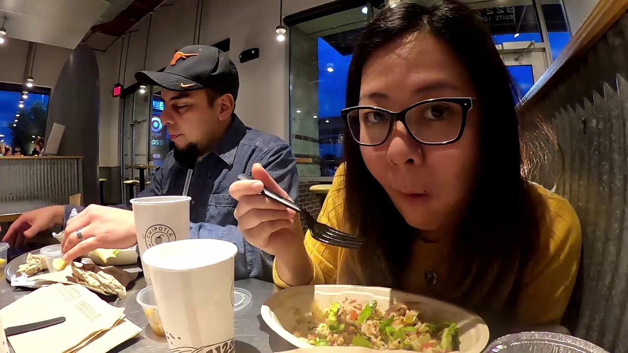 Eating a chicken burrito bowl at Chipotle using the time lapse mode in ...