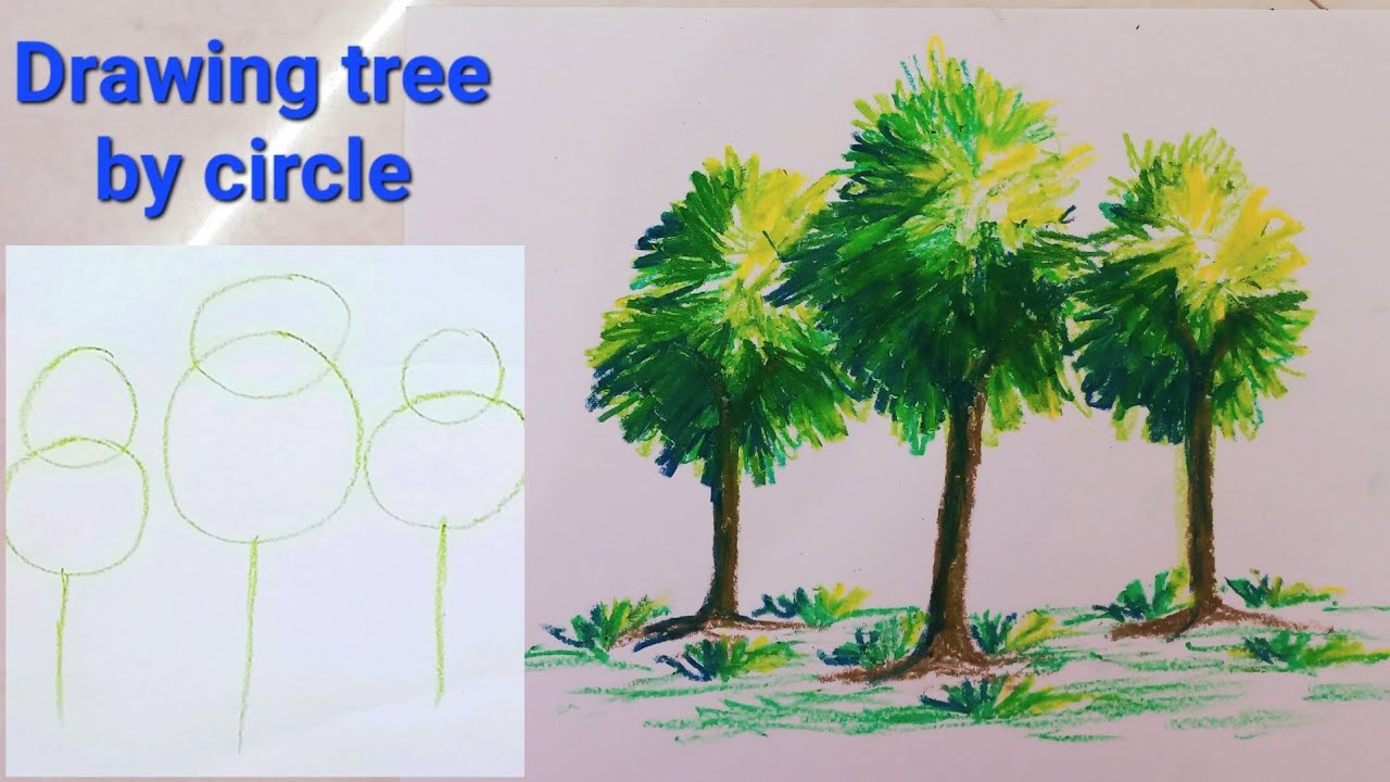 How to draw basic tree by oil pastel colour || basic drawing || drawing ...
