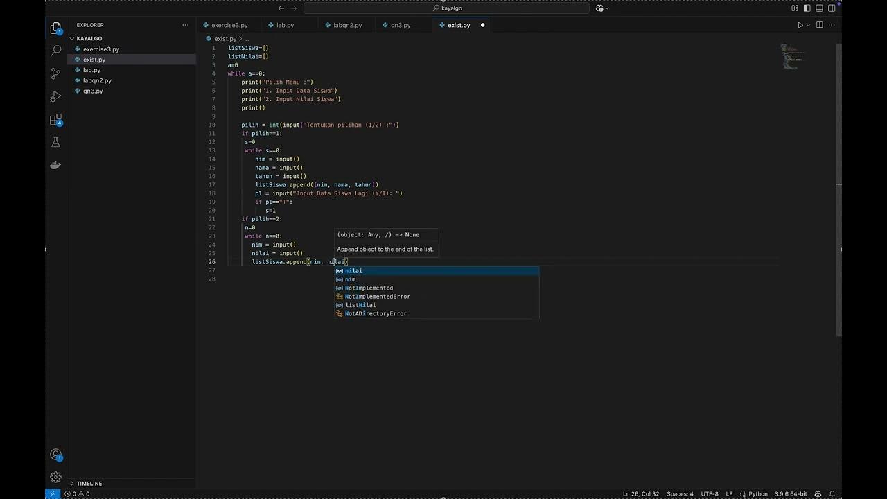 Latihan Rekam Data Siswa dengan List - YouTube
