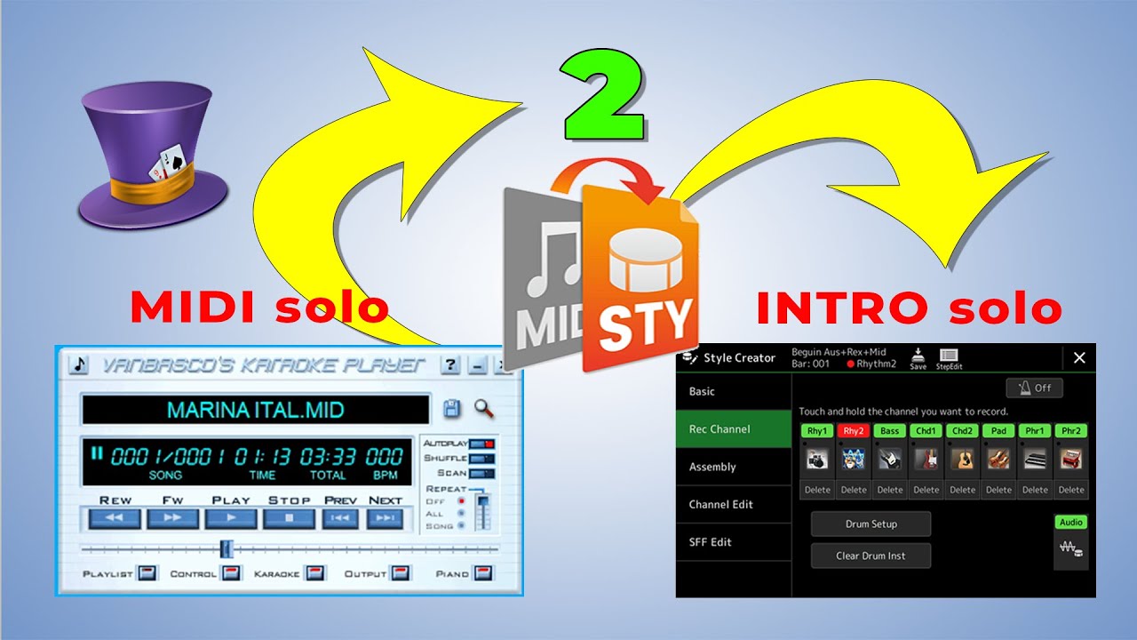 Style INTRO from MIDI file ★ export MIDI tracks to INTRO part ★ style ...