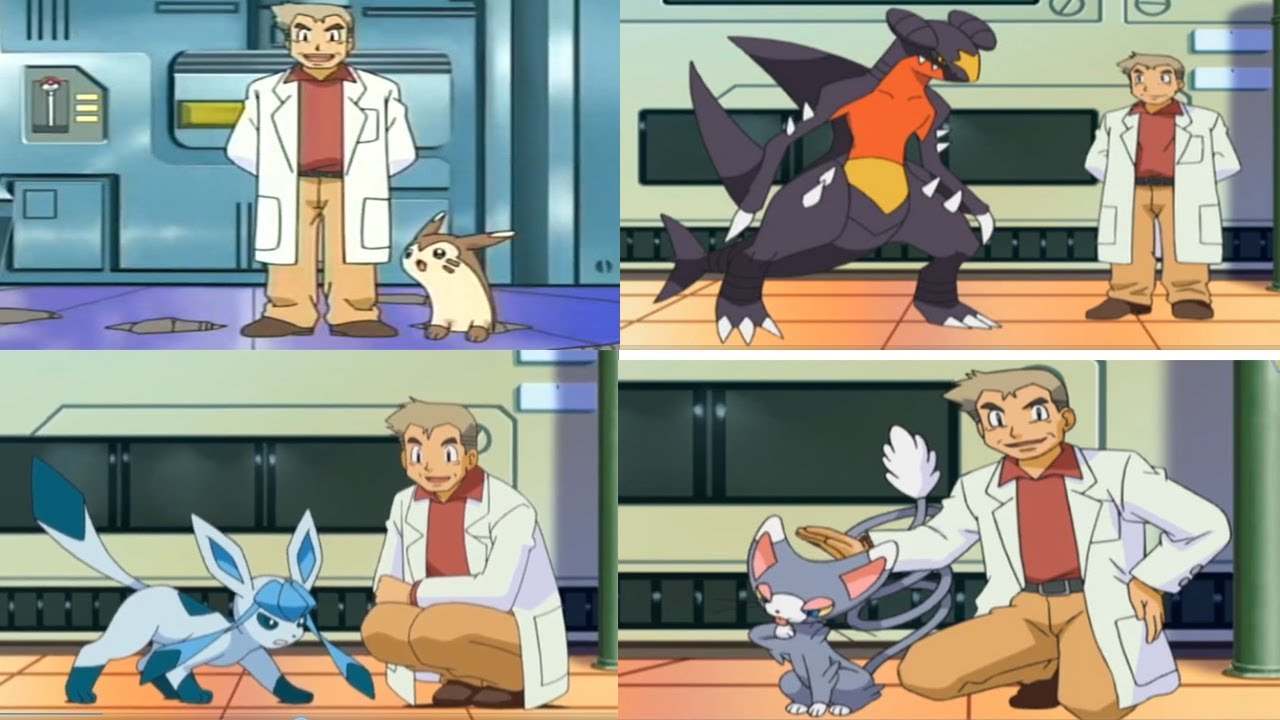 Furret - Garchomp - Glaceon - Glameow attacks Professor Oak Professor ...