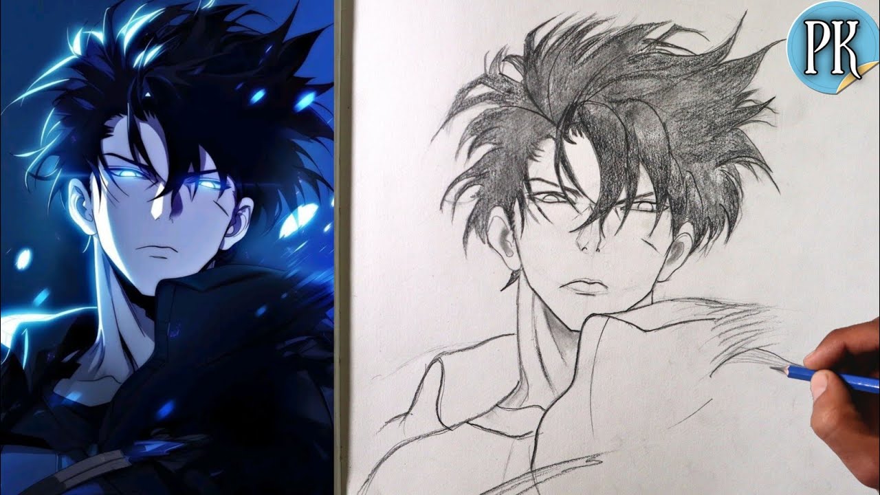 How to draw Sung jin woo || Solo leveling || easy step by step - YouTube