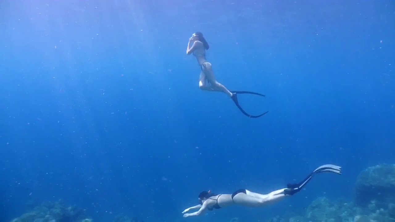 2 Mermaids freediving in her blue world💙 - YouTube