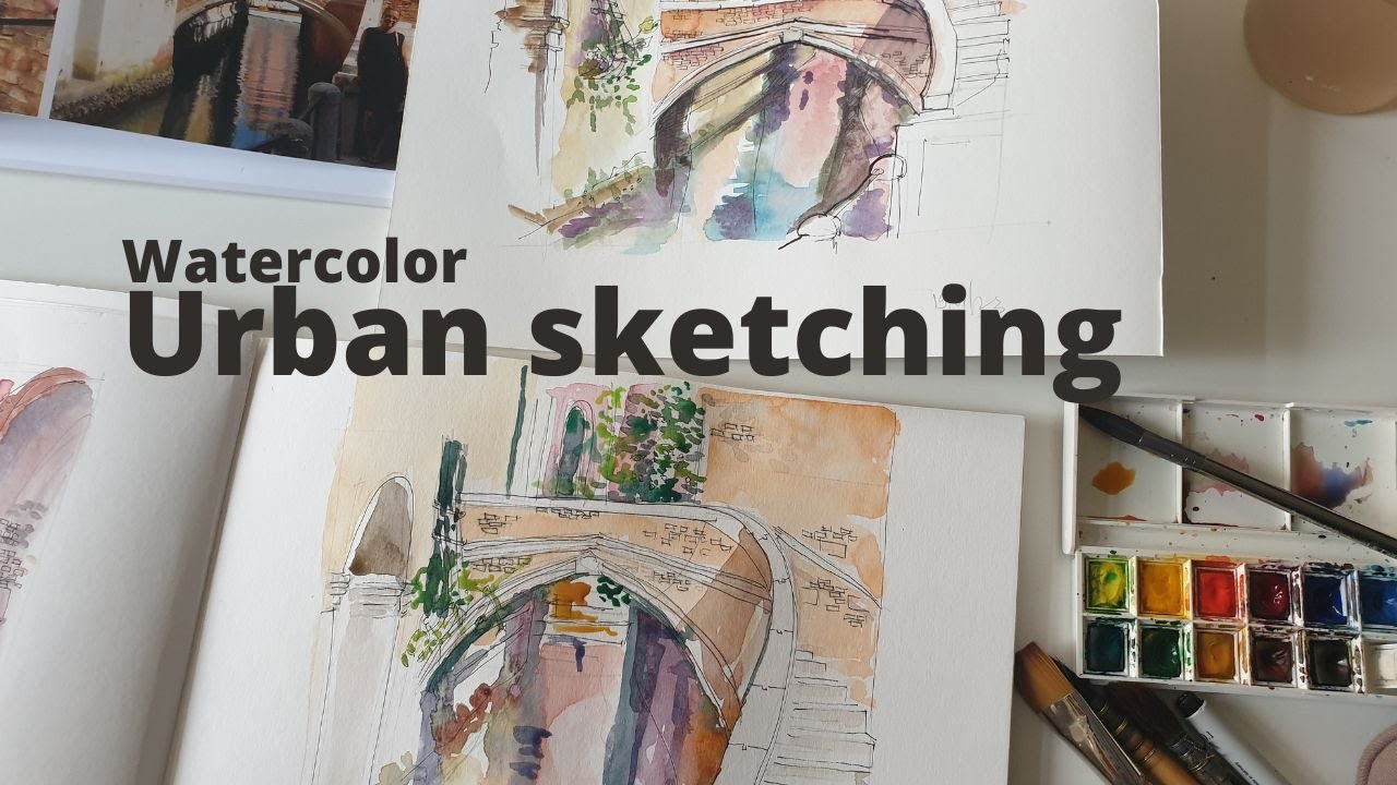 Watercolor urban sketching for beginners step by step sketch Venice ...