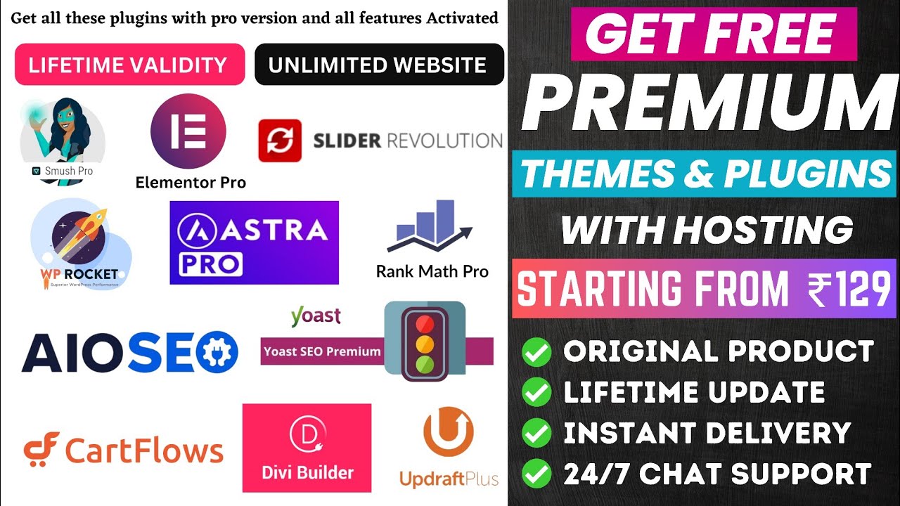 Get Free premium wordpress themes and plugins with hosting | Best ...