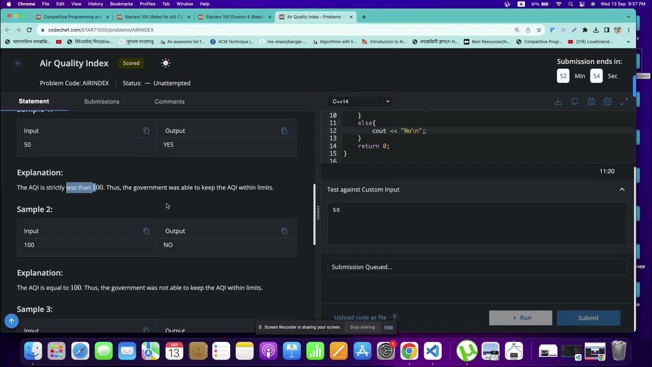 Air Quality Index | Starters 100 Division 4 (Rated) | Codechef | Today | 2023 - YouTube