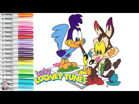 Baby Looney Tunes Coloring Book Pages Road Runner and Wile e Coyote Color Splash