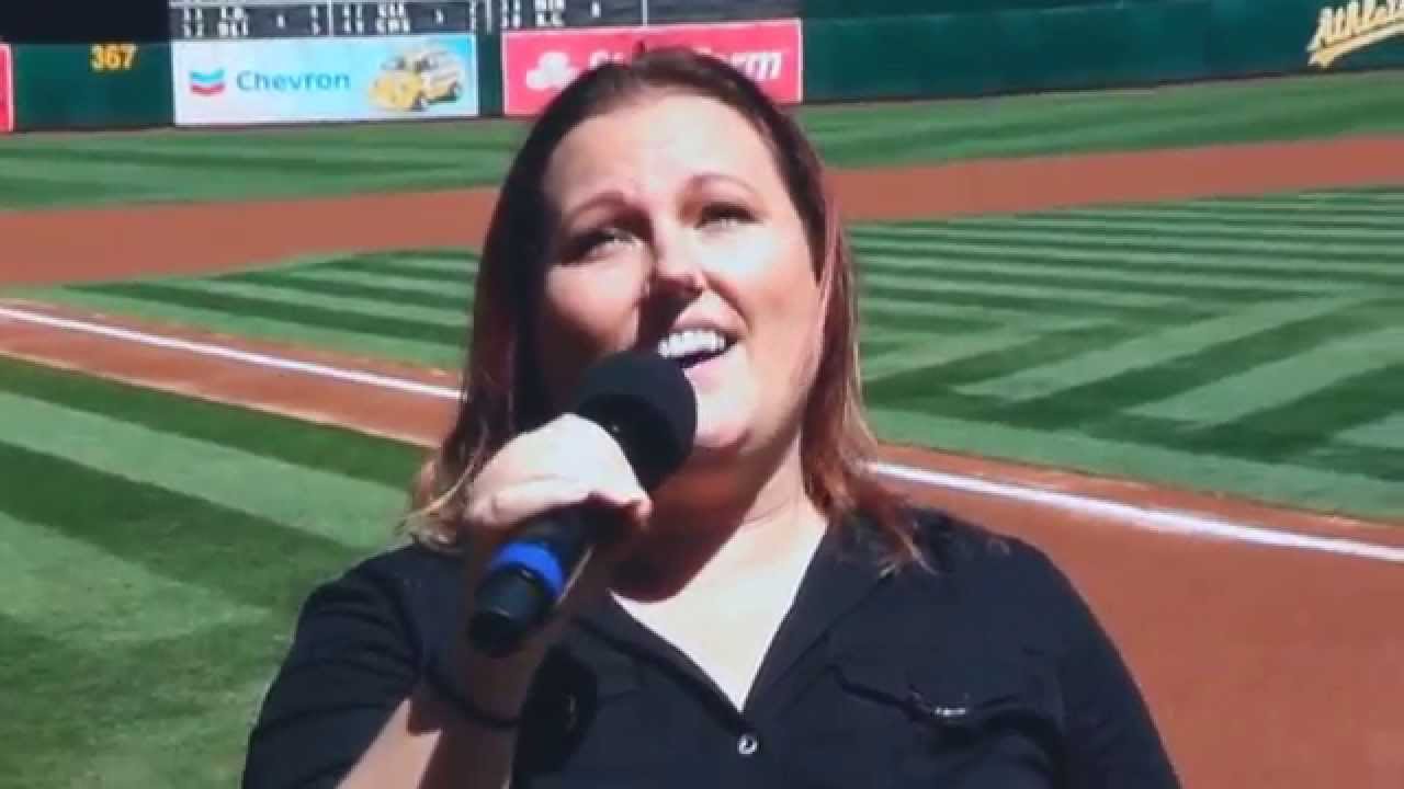 Heather Hall singing for the Oakland A's Anthem Labor Day - YouTube