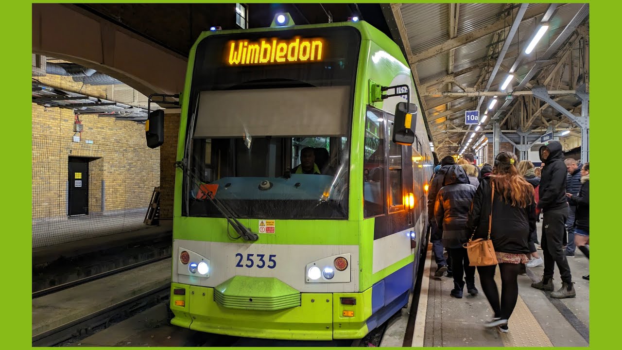 London Trams 2535 Arrives At Wimbledon Station Platform 10a - YouTube
