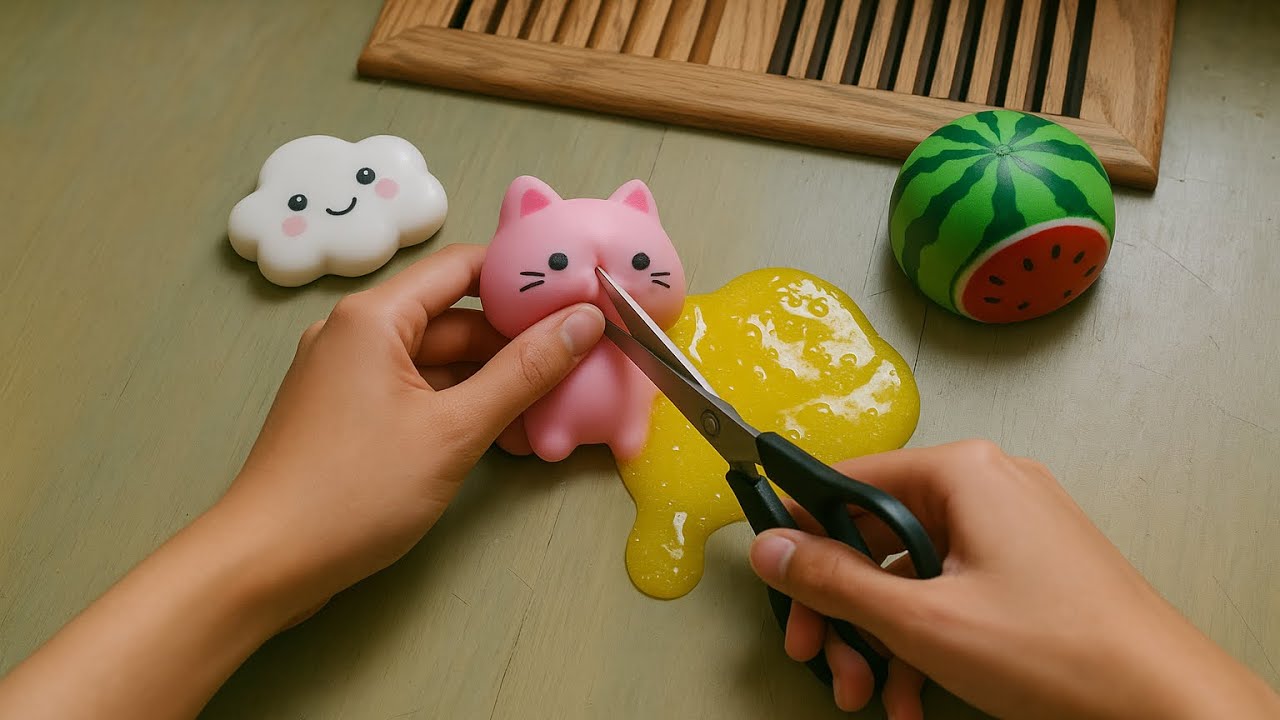 Cutting open squishy toys and making slime! - YouTube
