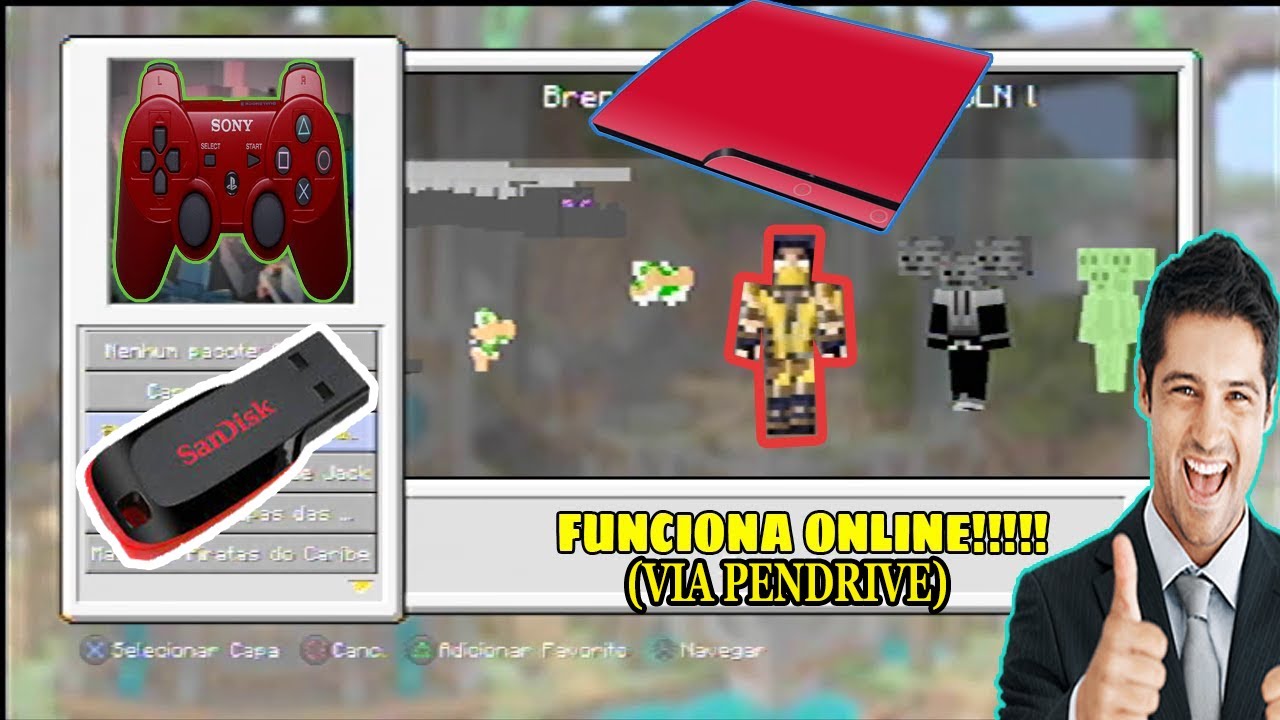 TUTORIAL - COMO BAIXAR SKIN CUSTOMIZADAS - MINECRAFT PS3 #3 (via ...