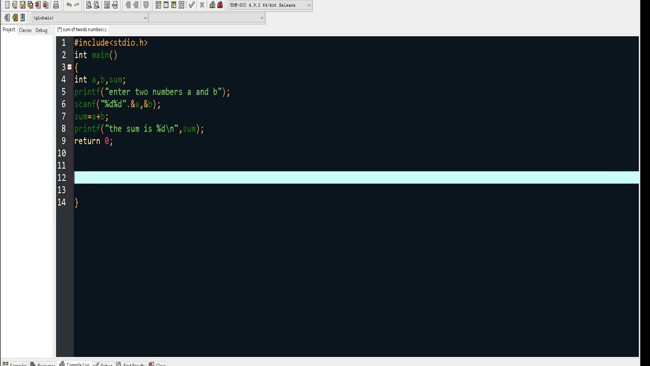 C Program Add Two Numbers Youtube