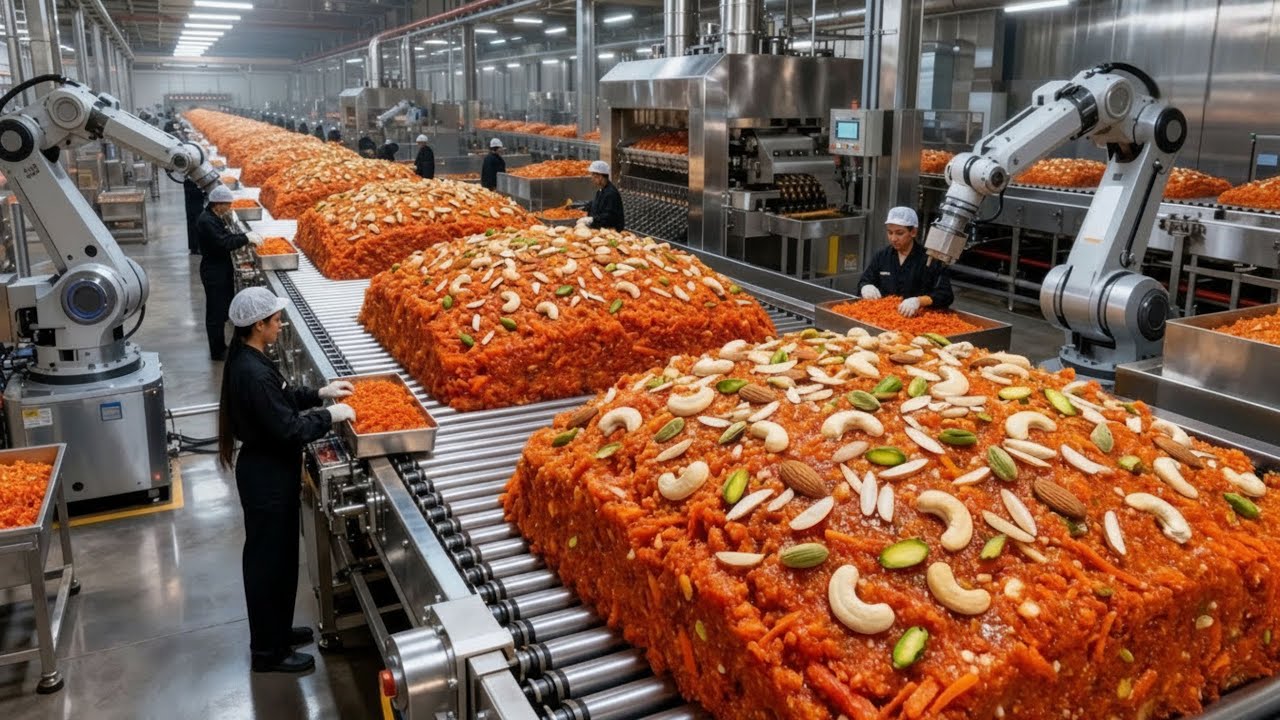 Inside a Traditional Carrot Halwa Factory – Full Process Using Milk ...