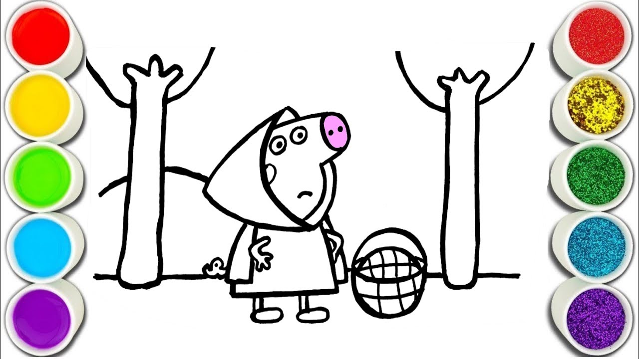 Peppa Pig as Red Riding Hood Drawing, Painting and Coloring for Kids ...