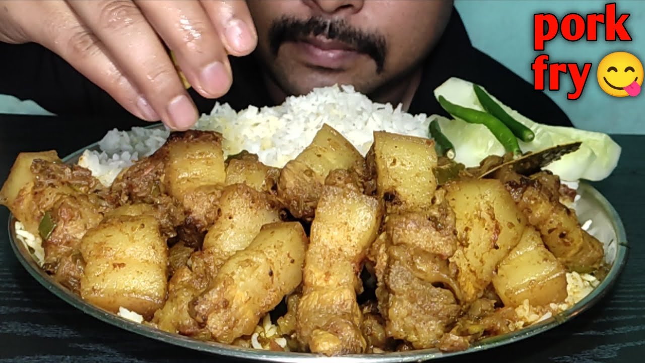 PORK FRY AND RICE EATING | PORK BELLY FRY WITH RICE EATING CHALLENGE ...