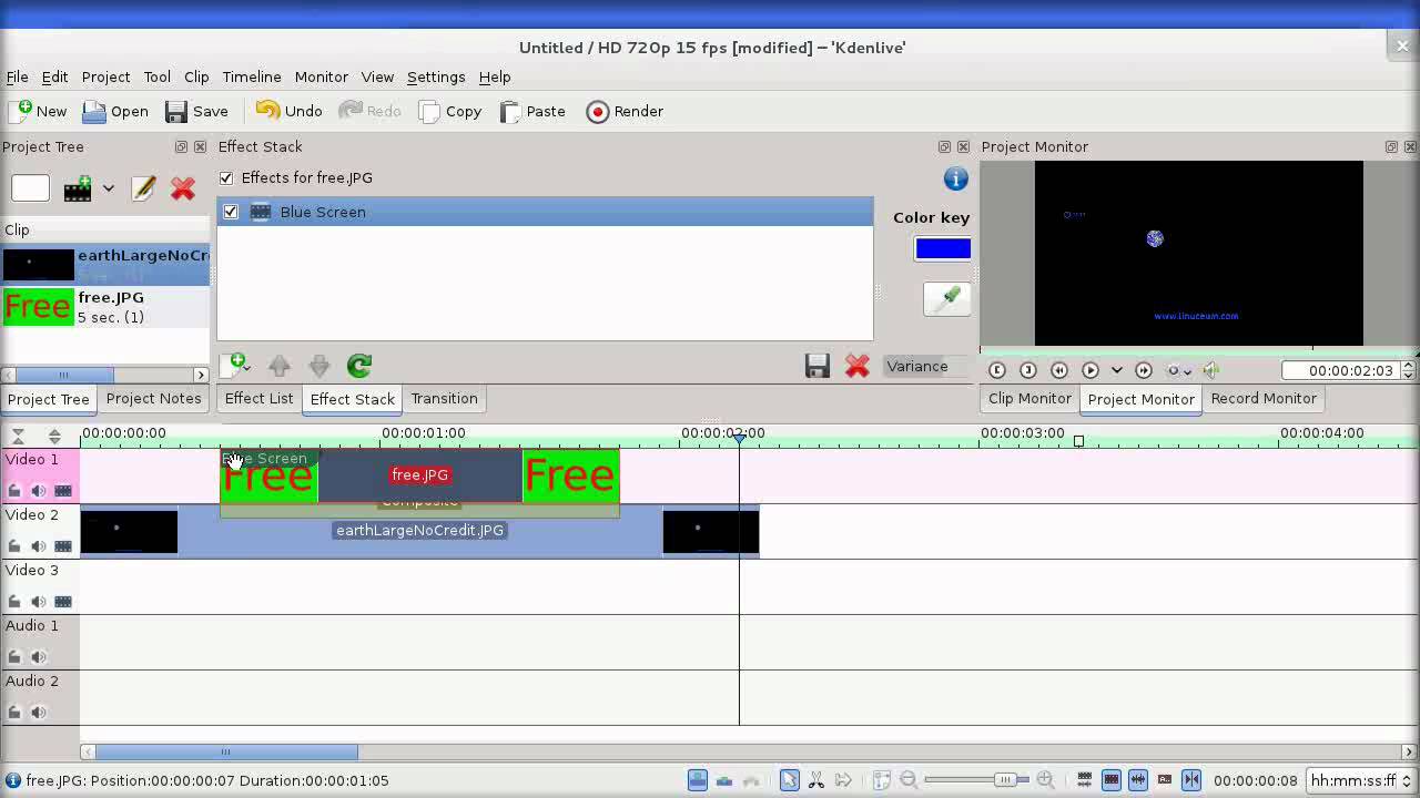 Using the Blue Screen / Green Screen Effect in KDEnlive - YouTube