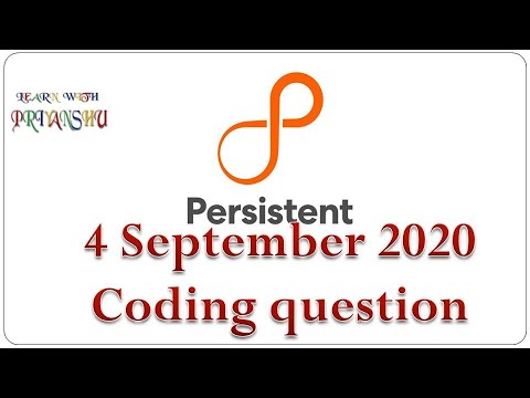 Persistent coding questions | 4 September 2020 | All company live questions - YouTube