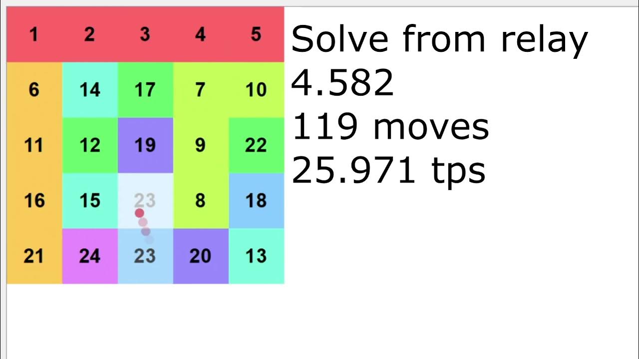 5x5 sliding puzzle in 4.582 - YouTube