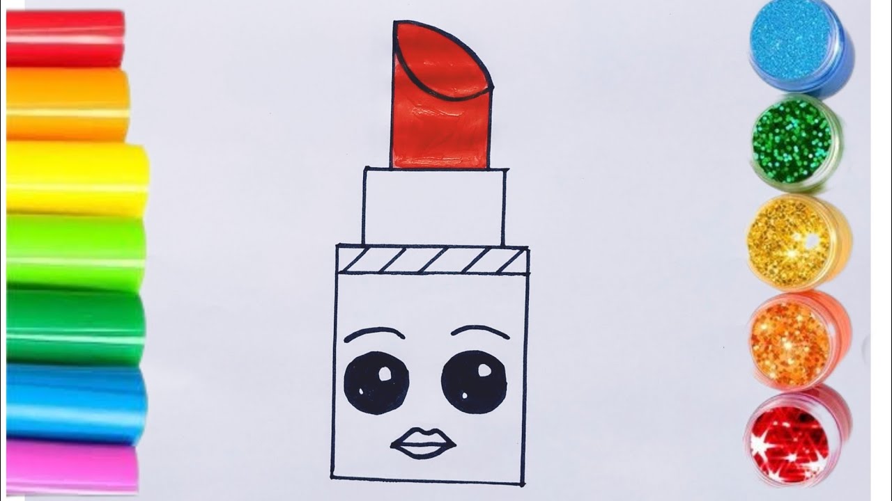 How to draw a Cute Lipstick Drawing for kids and Toddlers|| Lipstick ...