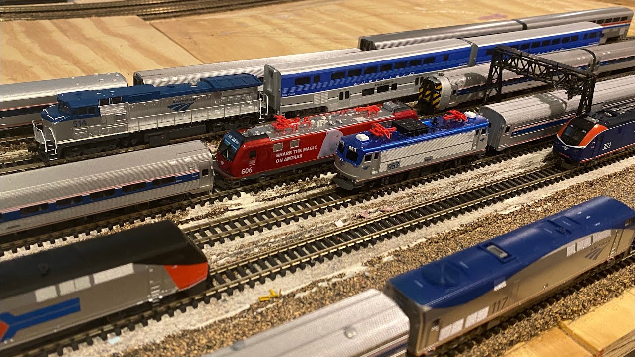 Running my custom N scale Amtrak trains! - YouTube