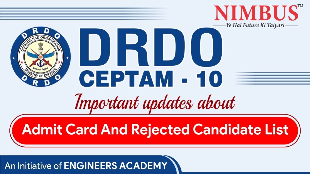 DRDO CEPTAM-10 Official Update | Important Information about DRDO Admit ...
