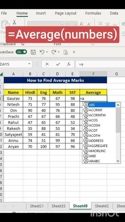 Calculate Your Grades & Averages Easily in excel #excel #viraltopics #trending - YouTube
