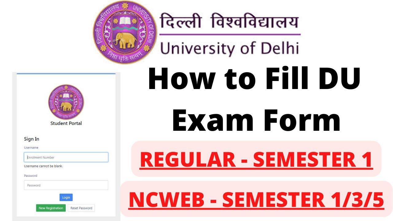 How to Fill Du Exam Form 2022 || Semester 1/3/5 || For Regular / NCWEB ...