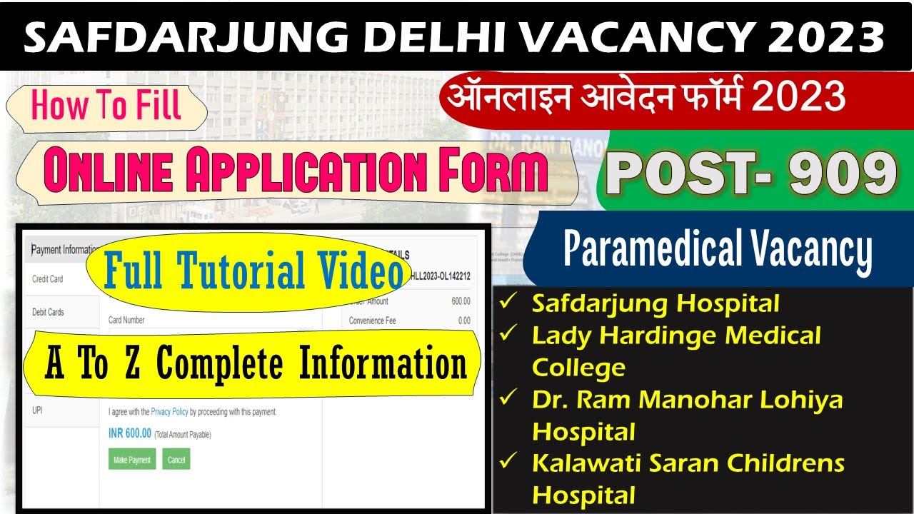How To Fill Safdarjung Delhi Vacancy Form 2023 | Fill Online ...