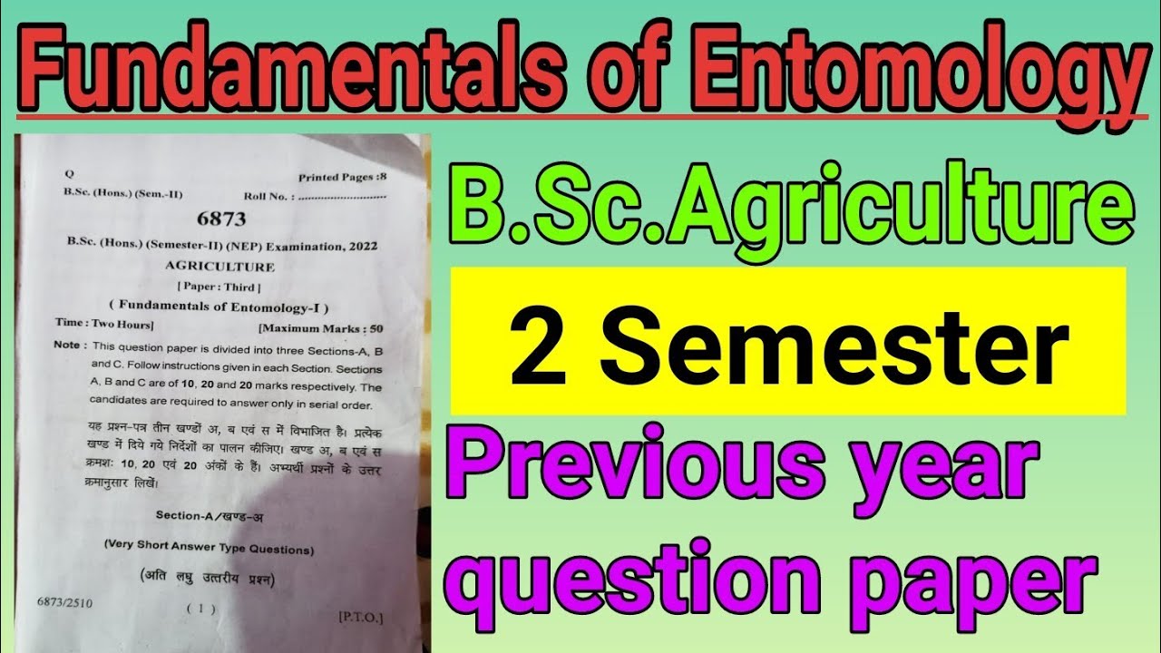 Fundamentals of Entomology Previous year question paper -2022 | B.Sc ...