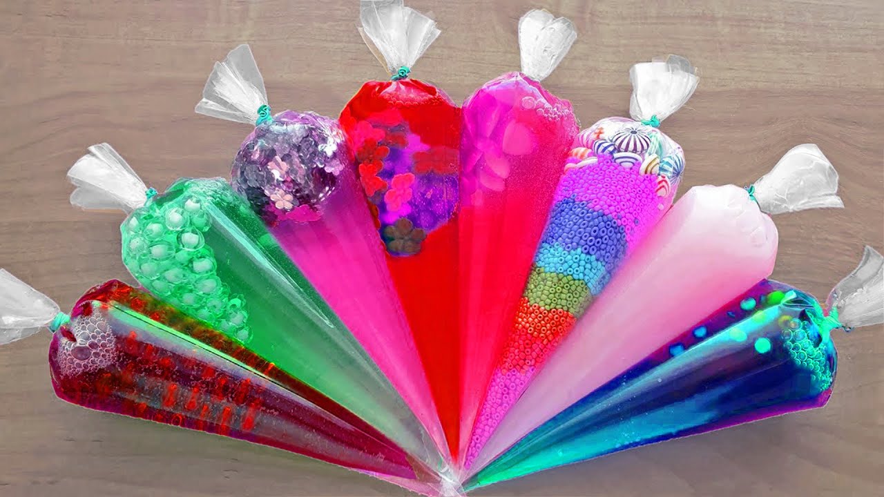 Making Slime Piping Bags - Satisfying Crunchy Slime - YouTube