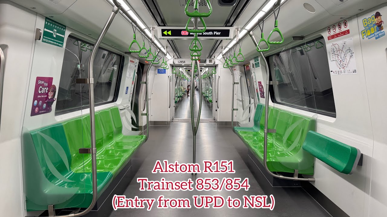 Alstom R151 1853/1854 NSL: NS27 Marina Bay to NS28 Marina South Pier ...