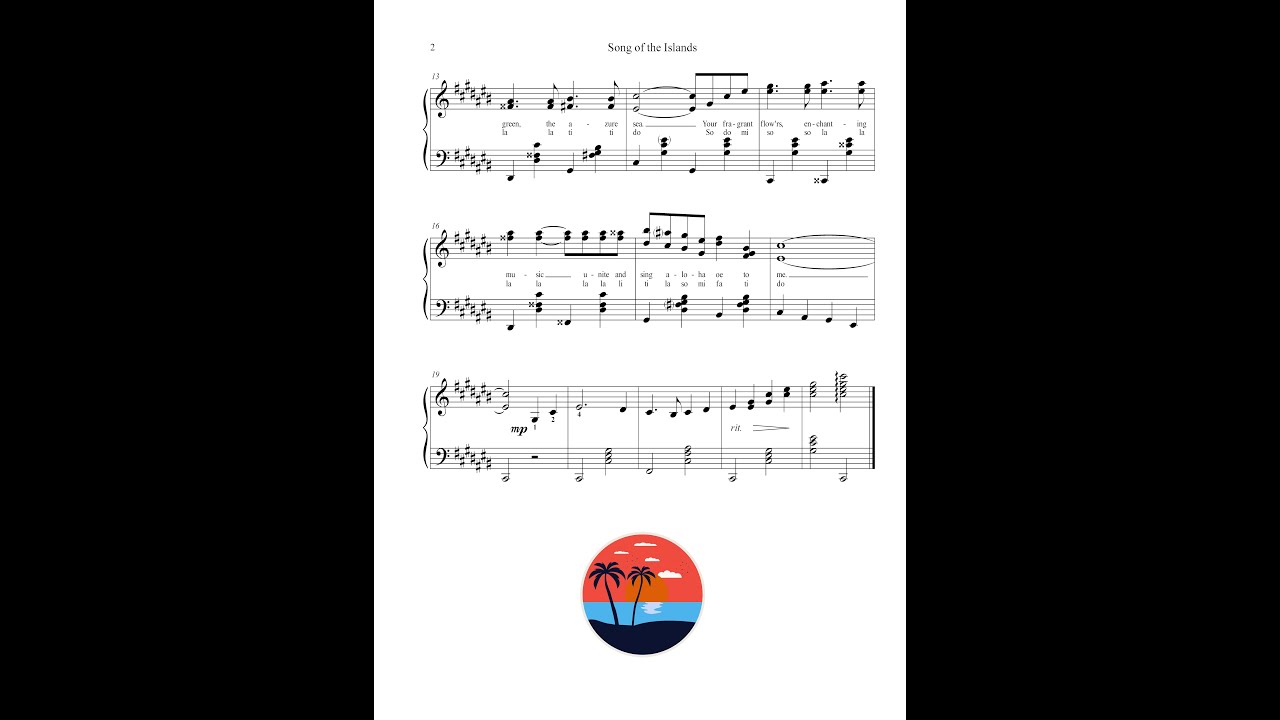 Song of the Islands (Na Lei O Hawaii), arranged for late intermediate ...