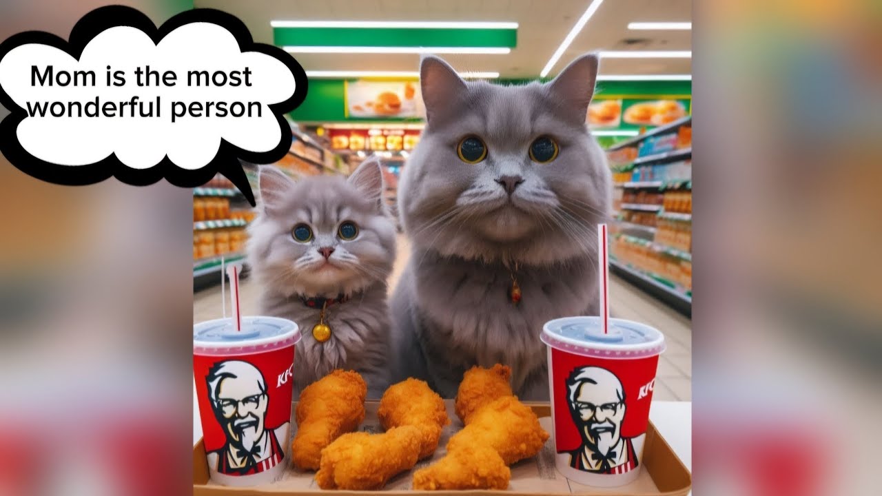 Kitten: Mom's the most wonderful person - Kitten makes fried chicken🐾🐓 ...
