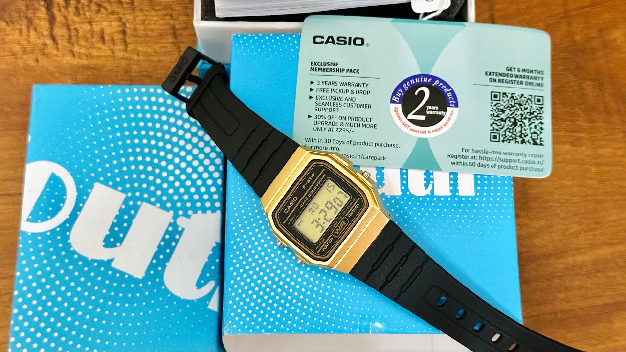 Casio F-91W Unboxing Gold Watch 🔥Price 1195 Indian Rupees - YouTube