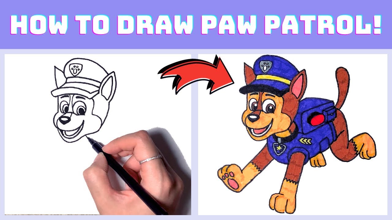 Paw Patrol Easy Drawing Tutorial - Step by Step - YouTube