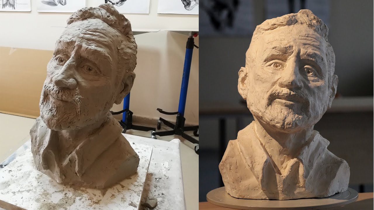 Plaster portrait sculpture making steps - molding and casting - YouTube