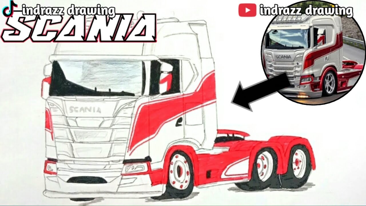 Scania v8 open pipe || how to draw a truck scania - YouTube