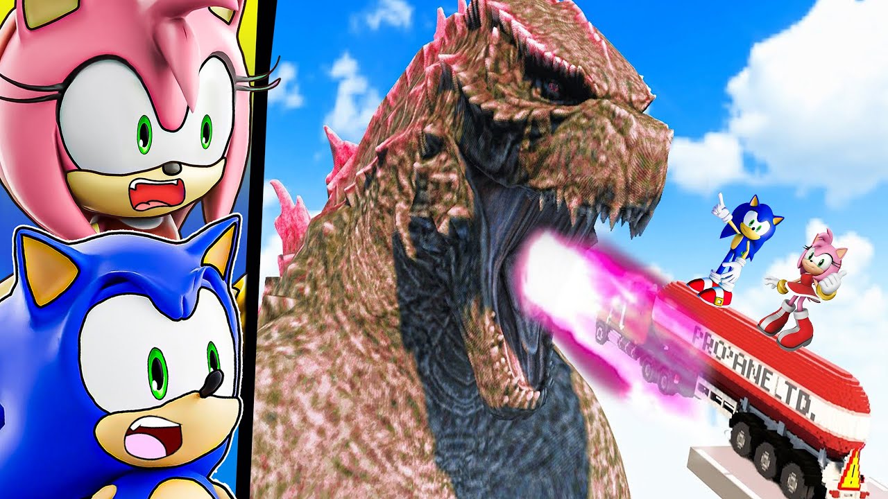 Sonic and Amy VS Evolved Godzilla VS Cars!! (Teardown) - YouTube