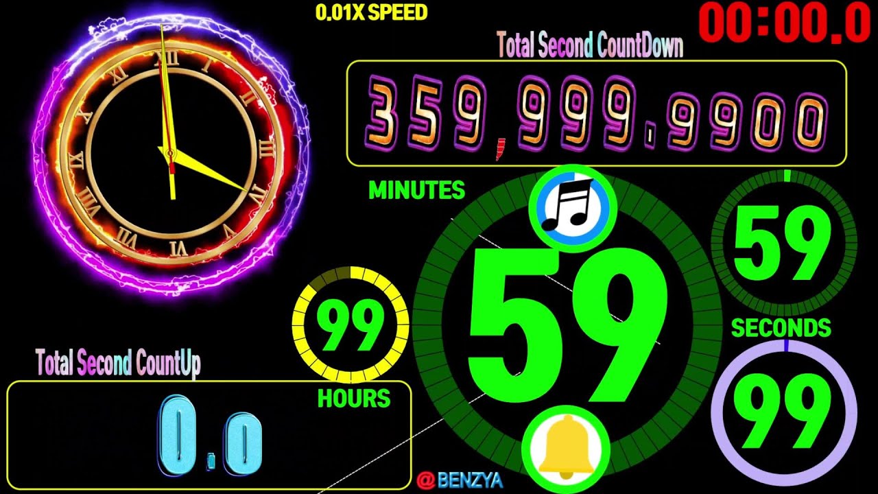 Rewind Tape Count 99:59:59.99 countdown timer alarm🔔Speedfeeling - YouTube