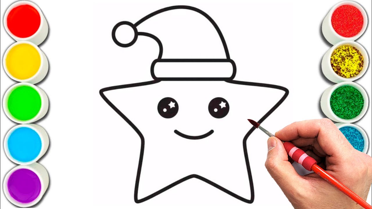 Star in a red hat Drawing, Painting & Coloring For Kids and Toddlers ...
