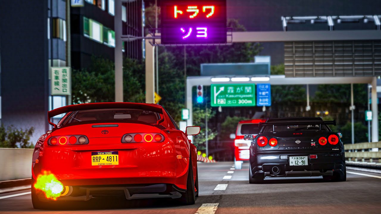 850Bhp Nissan Skyline GT-R & 1000Bhp+ Toyota Supra street racing at ...