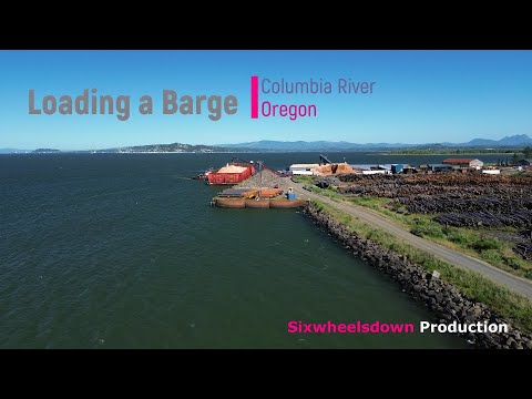 Loading a Barge With Wood Chips - YouTube