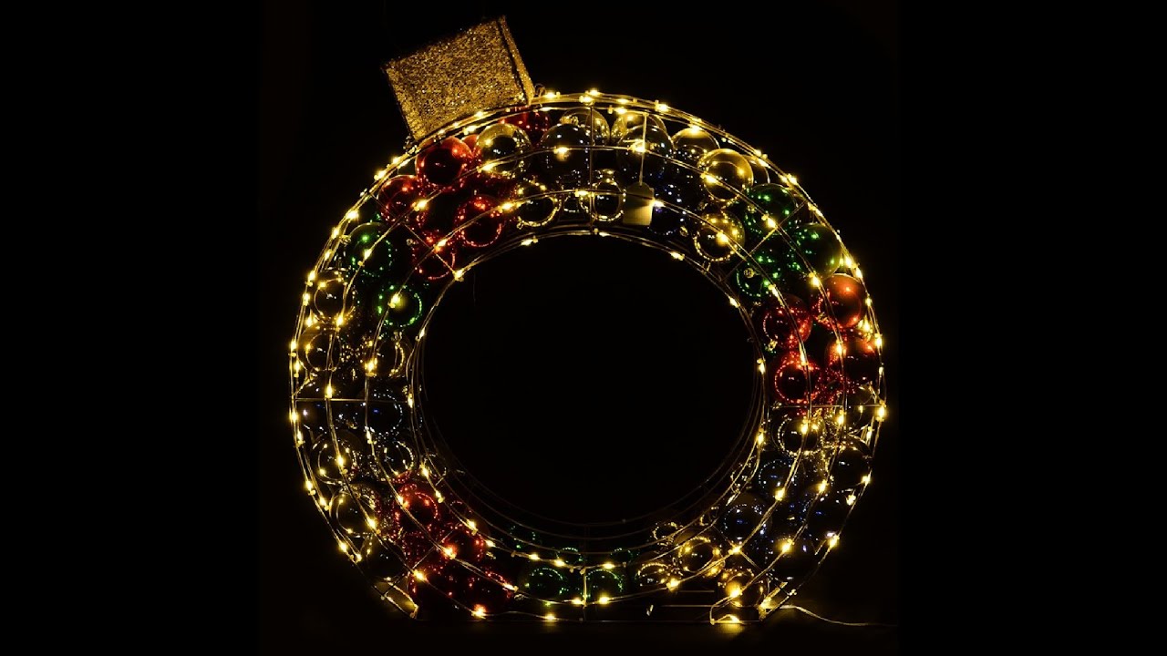 Gold Wireframe Bauble With Baubles & Warm White LED Light Display - YouTube